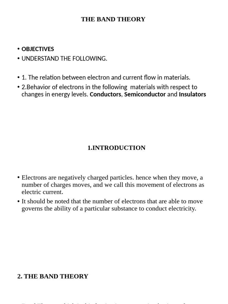 Understanding Band Theory in Materials | PDF | Valence And Conduction ...