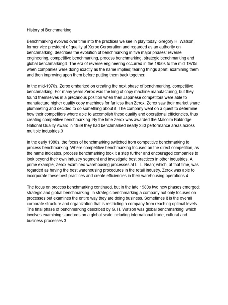 Evolution of Benchmarking Practices | PDF | Benchmarking | Business
