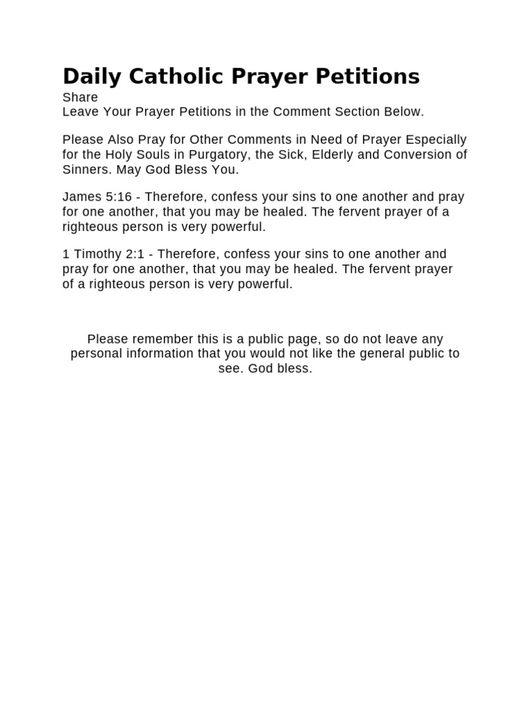 Daily Catholic Prayer Requests | PDF
