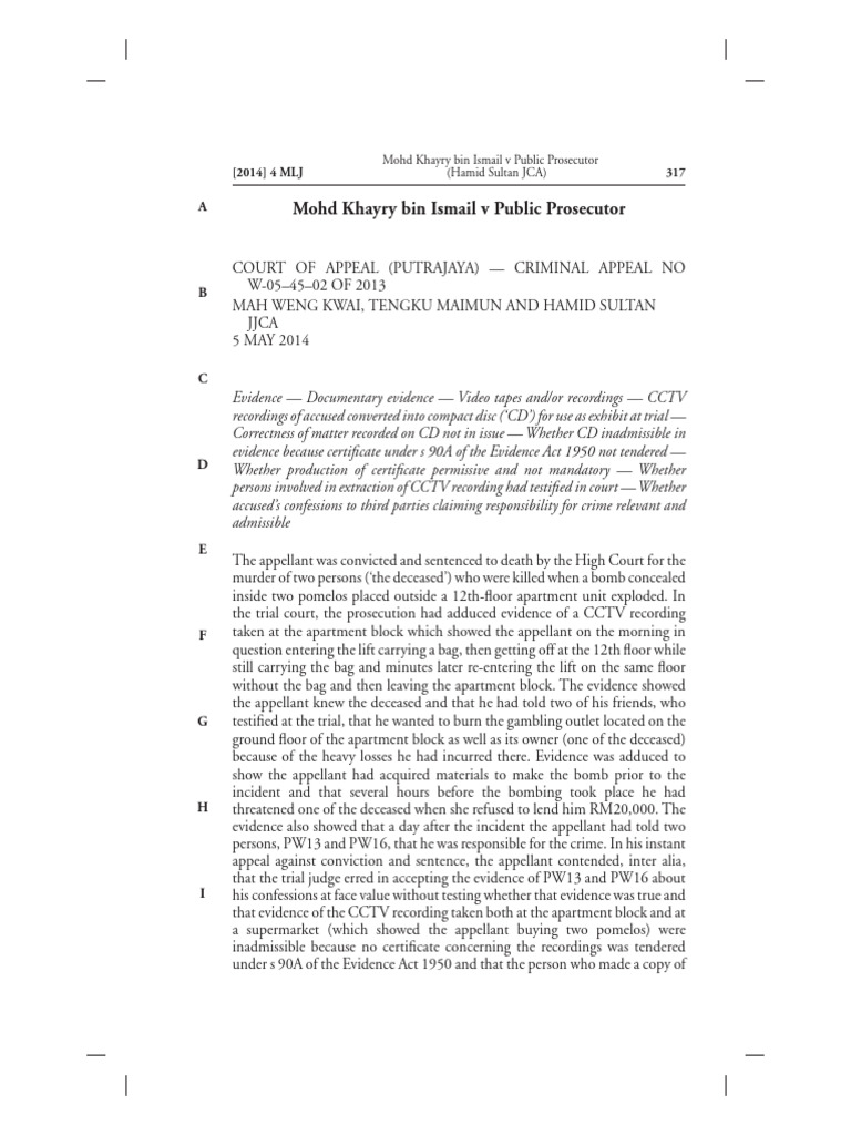 Mohd Khayry Bin Ismail V Public Prosecutor | PDF | Confession (Law) | Prosecutor