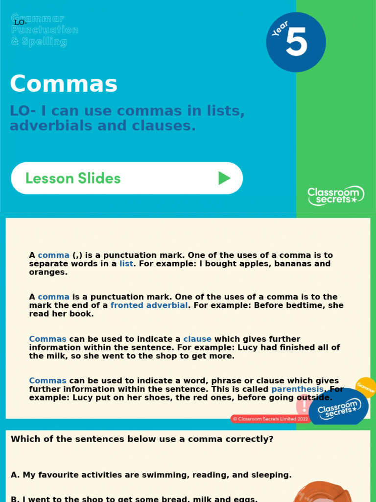 Understanding Comma Usage in Writing | PDF | Comma | Sentence (Linguistics)