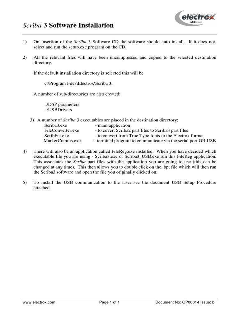 QP00014-b Scriba 3 Software Installation | PDF