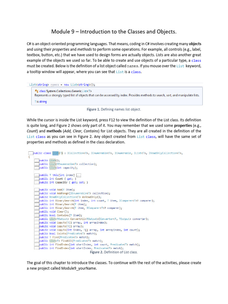 Module 9 Introduction To Classes and Objects | PDF | Class (Computer ... Module 9 Introduction To Classes and Objects | PDF | Class (Computer ...