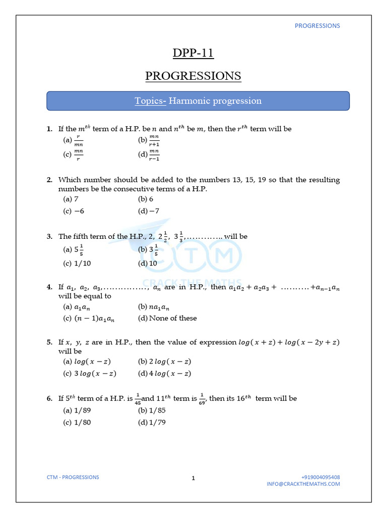 DPP-11 Harmonic Progression PDF | PDF