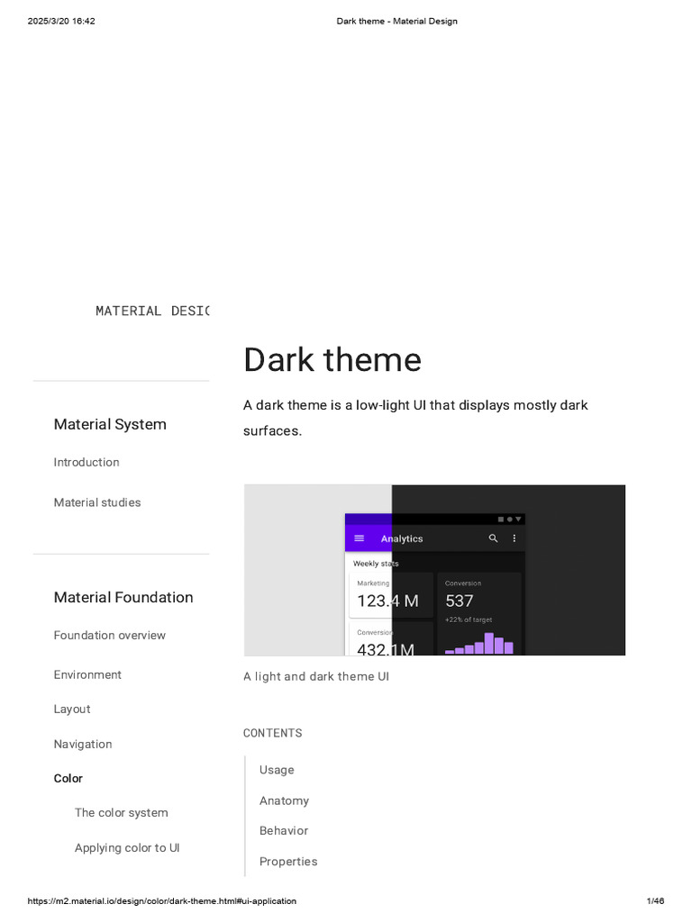 Dark Theme - Material Design | PDF | Color | Oled