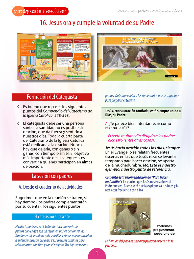 16 Jesús Ora y Cumple La Voluntad Del Padre | PDF | Oración | orador del Señor