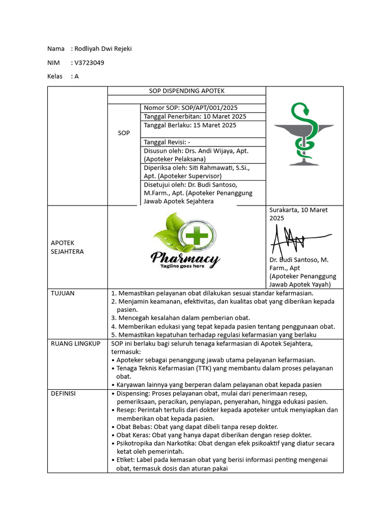 Sop Dispending Apotek | PDF