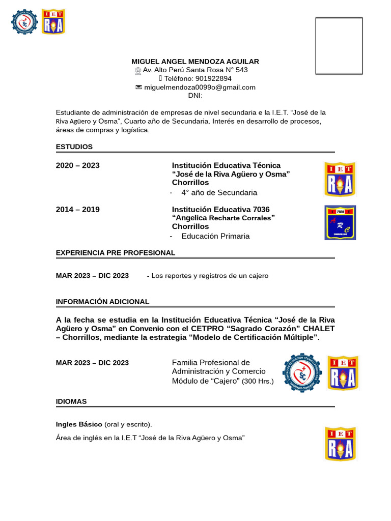 CV - Formato (1) Miguel Angel Mendoza Aguilar | PDF
