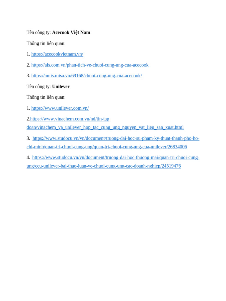 Acecook & Unilever | PDF