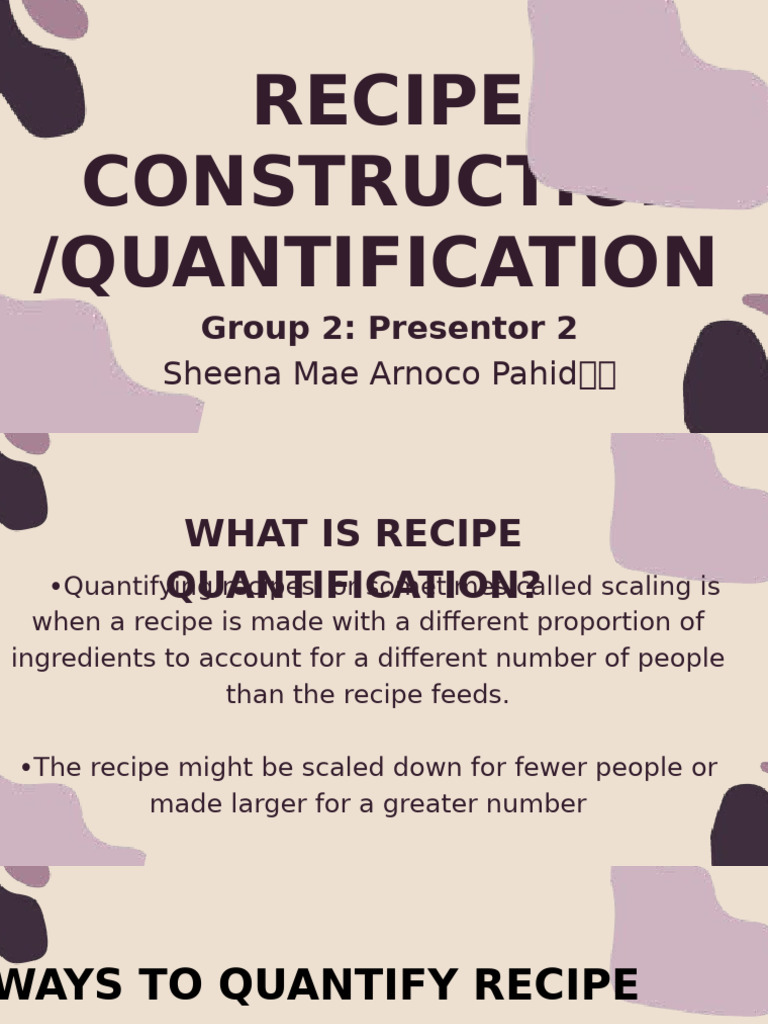 Recipe Quantification | PDF