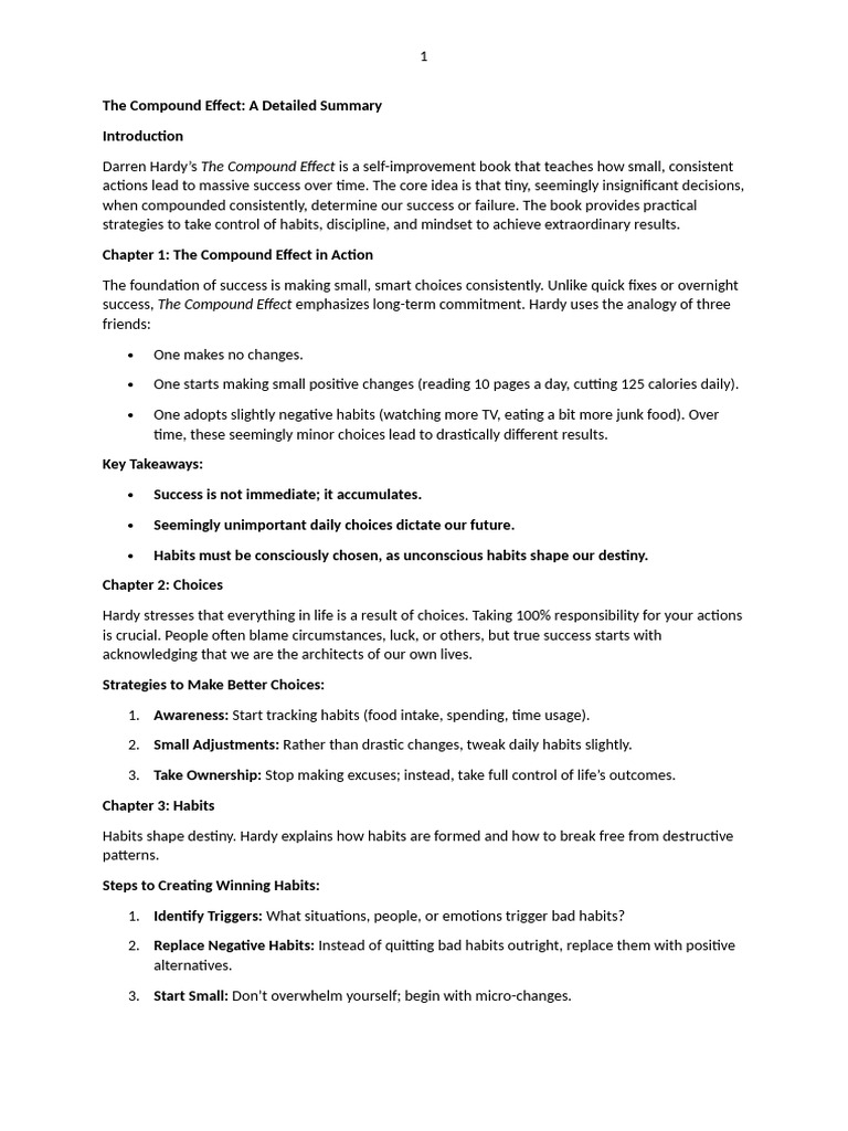 The Compound Effect - by Darren Hardy (3 Pages) | PDF | Habits ...