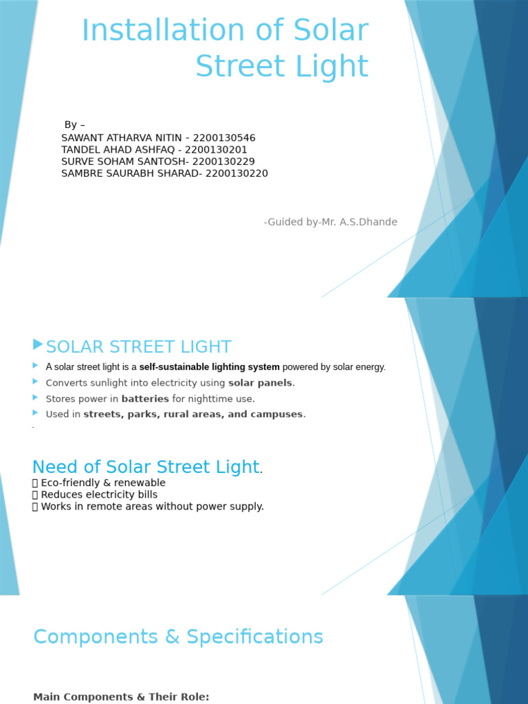 Installation of Solar Street Light 2 | PDF | Solar Panel | Solar Power