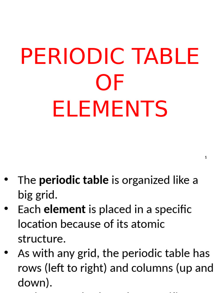 ALL ABOUT PERIODIC TABLE OF ELEMENTS Old | PDF | Electron Configuration ...