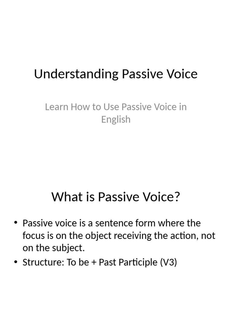 Passive Voice Presentation | PDF