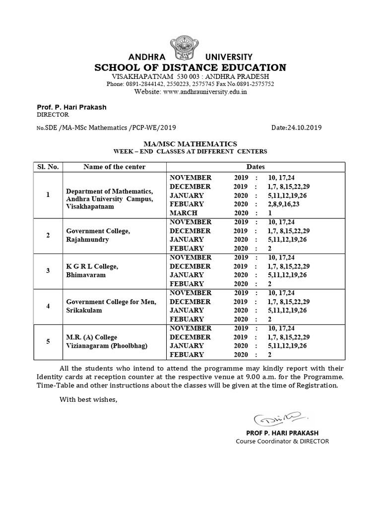 Mathematics Schedule 05112019 | PDF | Payments