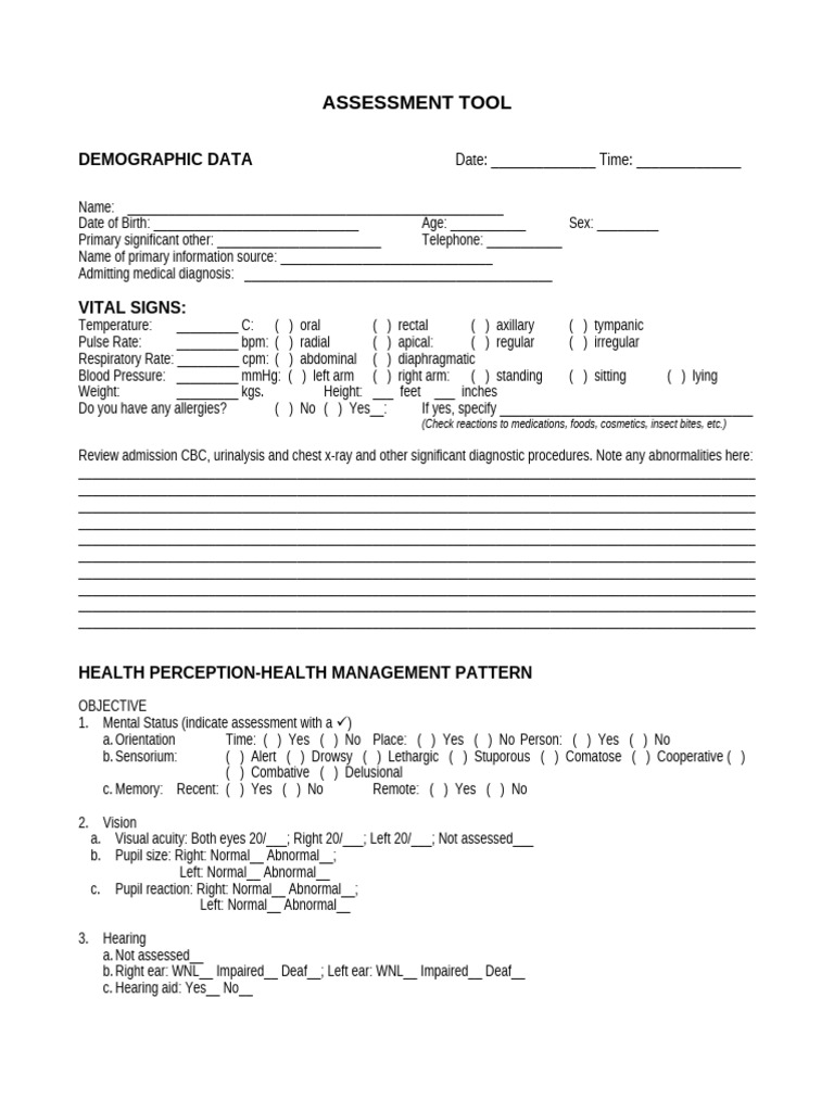 Gordon Assessment Tool Overview | PDF | Sleep | Rape