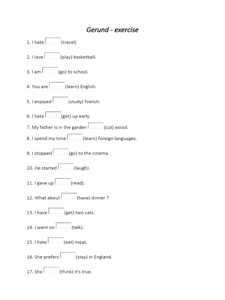 Gerund exercise(5) | PDF