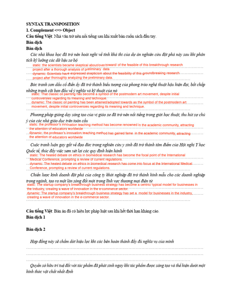 SYNTAX-TRANSPOSITION | PDF