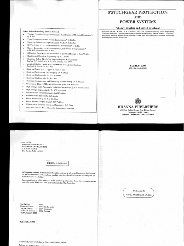 Switchgear Protection and Power Systems (Sunil S. Rao) 13 (Z-Library) | PDF | Electric Power ...