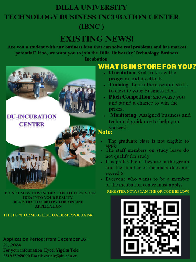 Dilla University Technology Business Incubation Center IBNC 1 | PDF