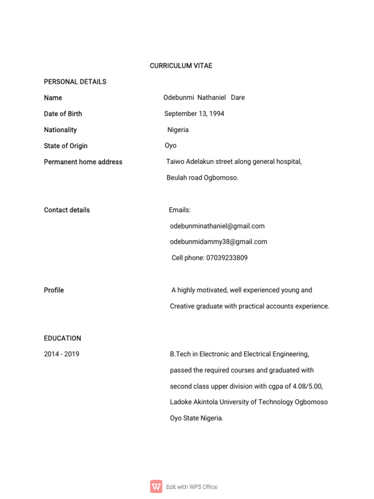 UPDATED CURRICULUM VITA-WPS Office 2 | PDF