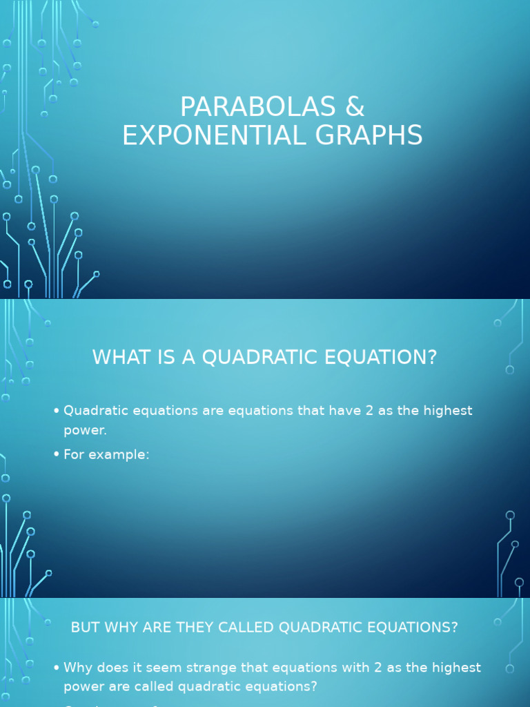 Parabolas & Exponential Graphs | PDF