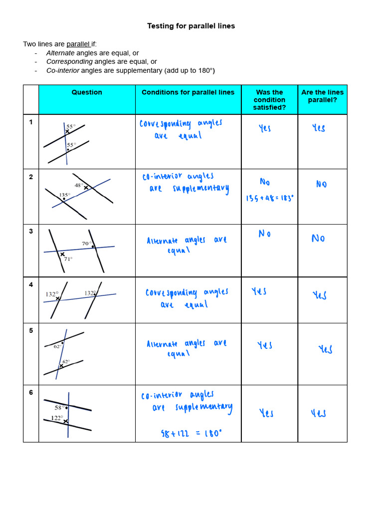Answer Key for Parallel Lines Proofs | PDF | Elementary Geometry | Geometry