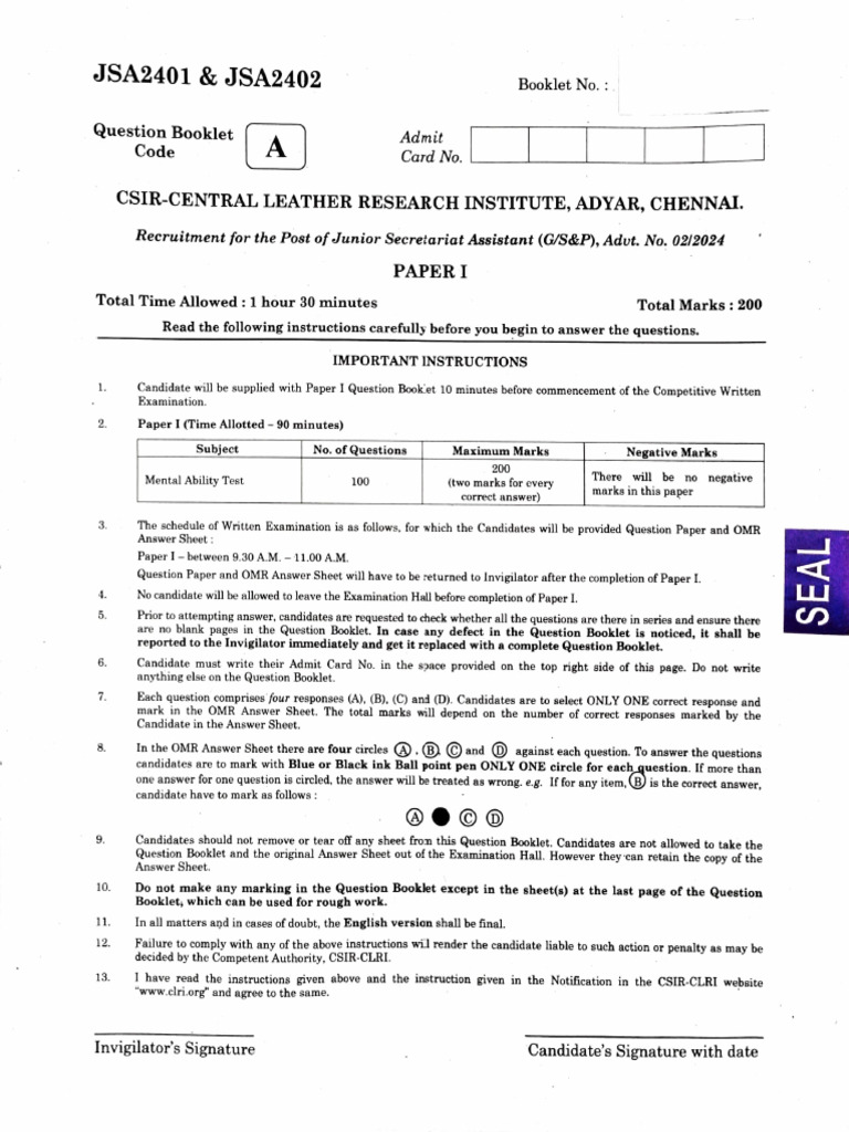 JSA Paper 1 | PDF