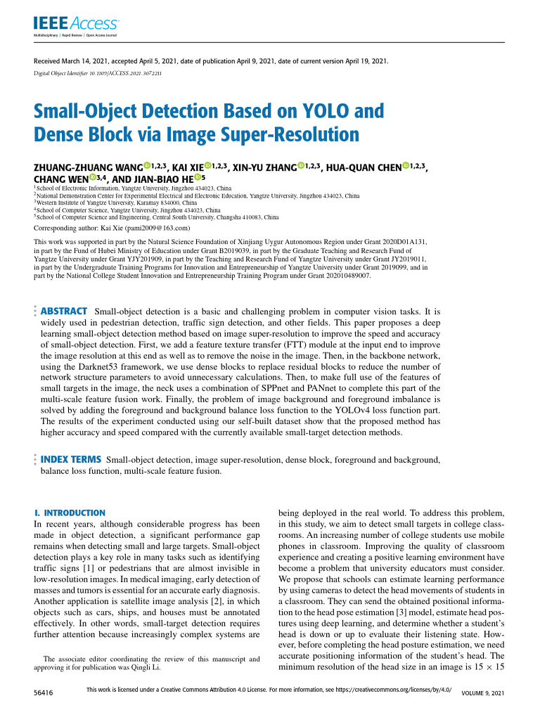 2021-April Small-Object Detection Based On YOLO | PDF | Image ...
