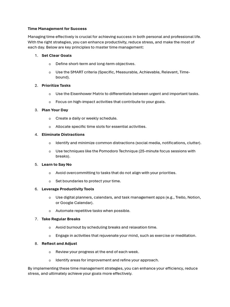 Effective Time Management Strategies | PDF