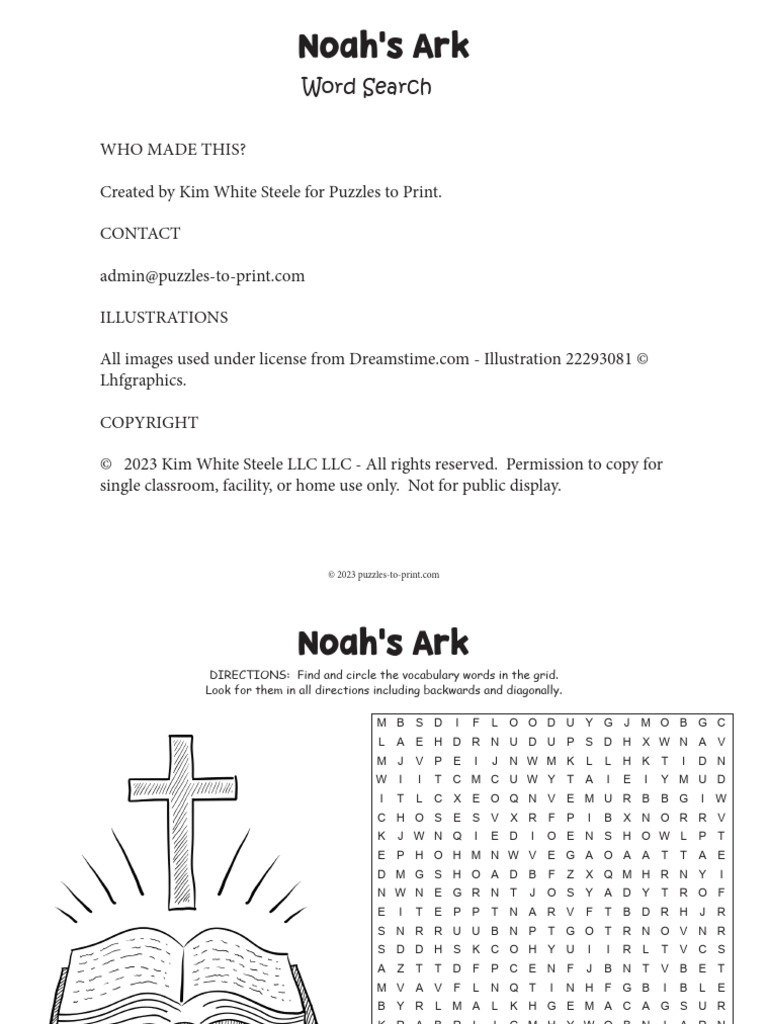 Noahs Ark Word Search | PDF | Word Search | Linguistics