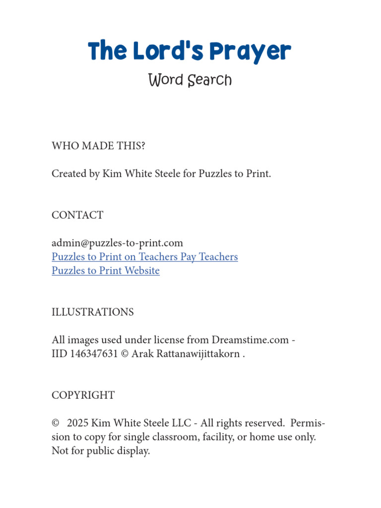 The Lords Prayer Word Search | PDF | Word Search | Word Puzzles