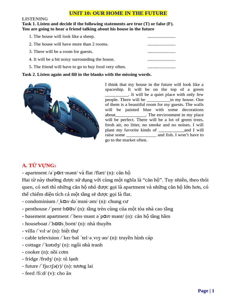 Bài tập Anh 6 theo unit E6 UNIT 10 | PDF