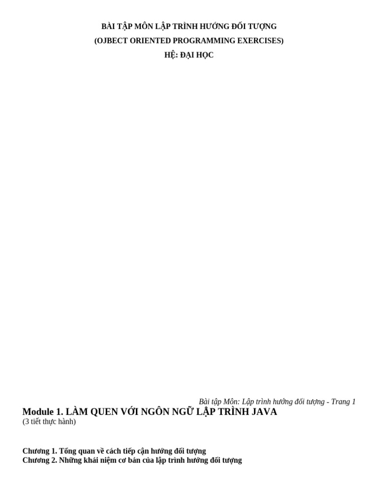 Bt Mon Lap Trinh Huong Doi Tuong_chitiet | PDF