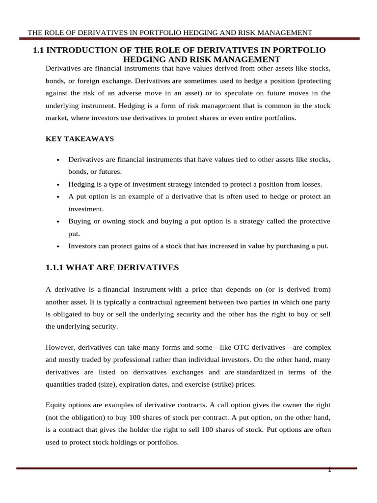 Derivatives for Portfolio Hedging Strategies | PDF | Greeks (Finance ...