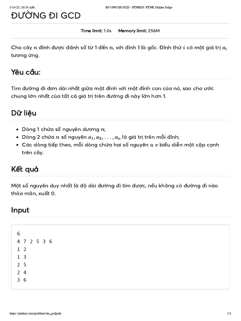 ĐƯỜNG ĐI GCD - PTNKOJ - PTNK Online Judge | PDF