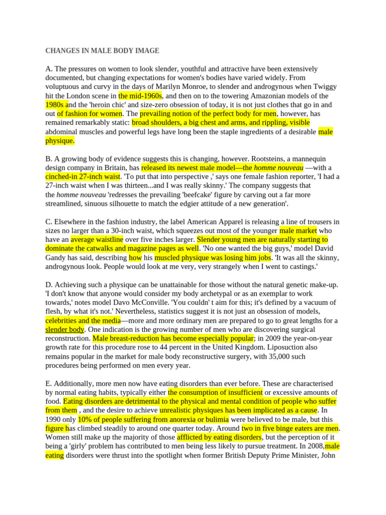 Evolving Male Body Image Standards | PDF | Body Image | Physical ...