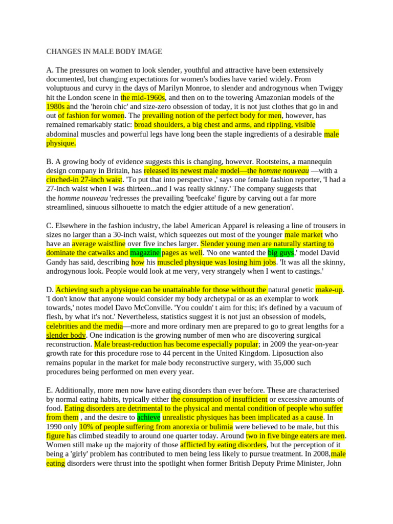 Changes in Male Body Image | PDF | Body Image | Physical Attractiveness