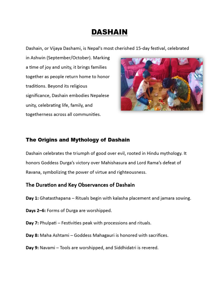 Dashain Festival: Traditions and Celebrations | PDF