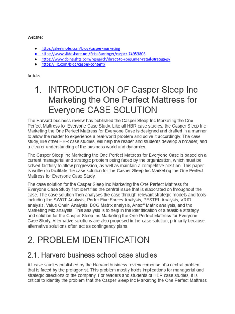 Casper case.docx | PDF | Marketing | Supply Chain