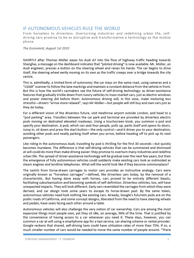 Case 2 - Self-Driving Cars | PDF | Waymo | Car
