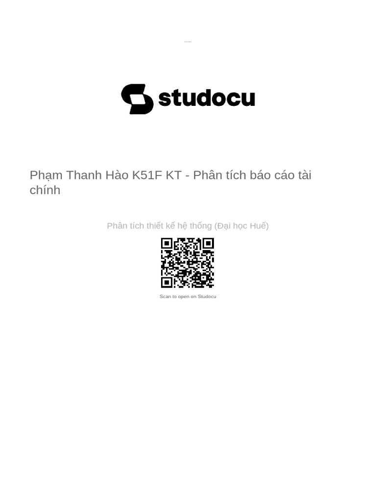 Pham Thanh Hao k51f Kt Phan Tich Bao Cao Tai Chinh | PDF