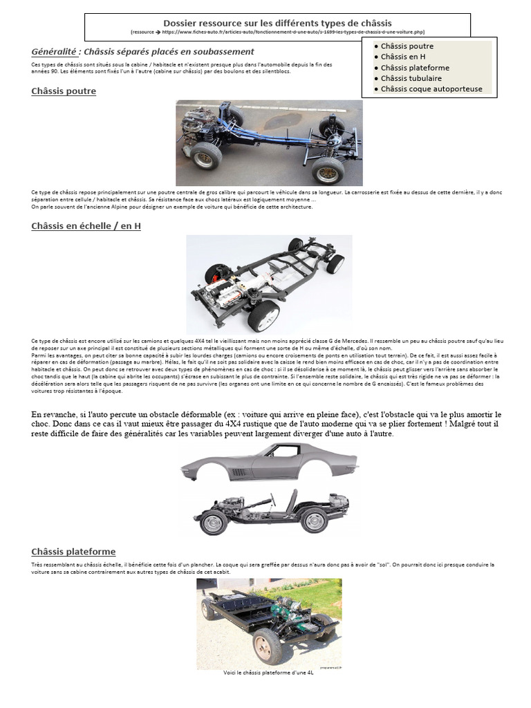 Types de châssis de voiture expliqués | PDF | Voitures | Véhicules