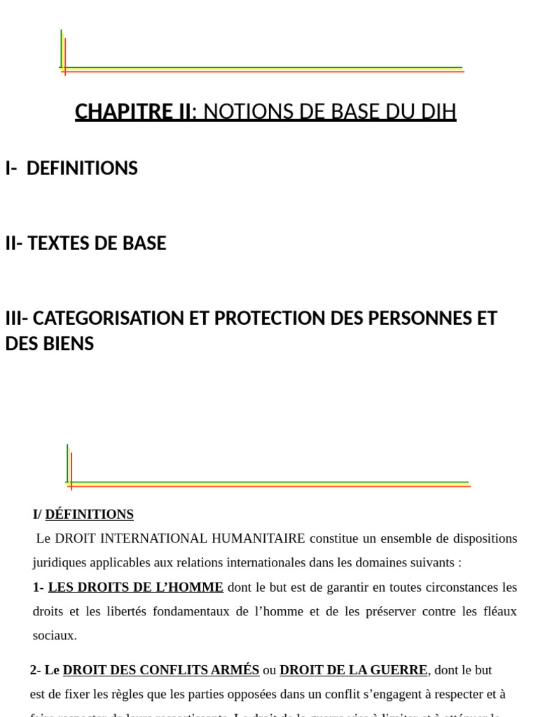 Dih 2-Notions de Base | PDF | Conventions de Genève | Droit ...