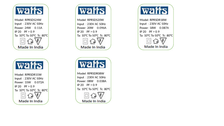 Label RPRSDS24W Watts | PDF