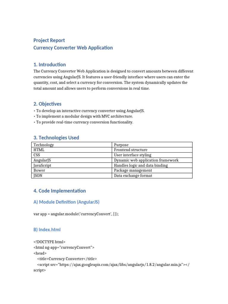 Currency Converter Complete Report | PDF | Angular Js | Software ...