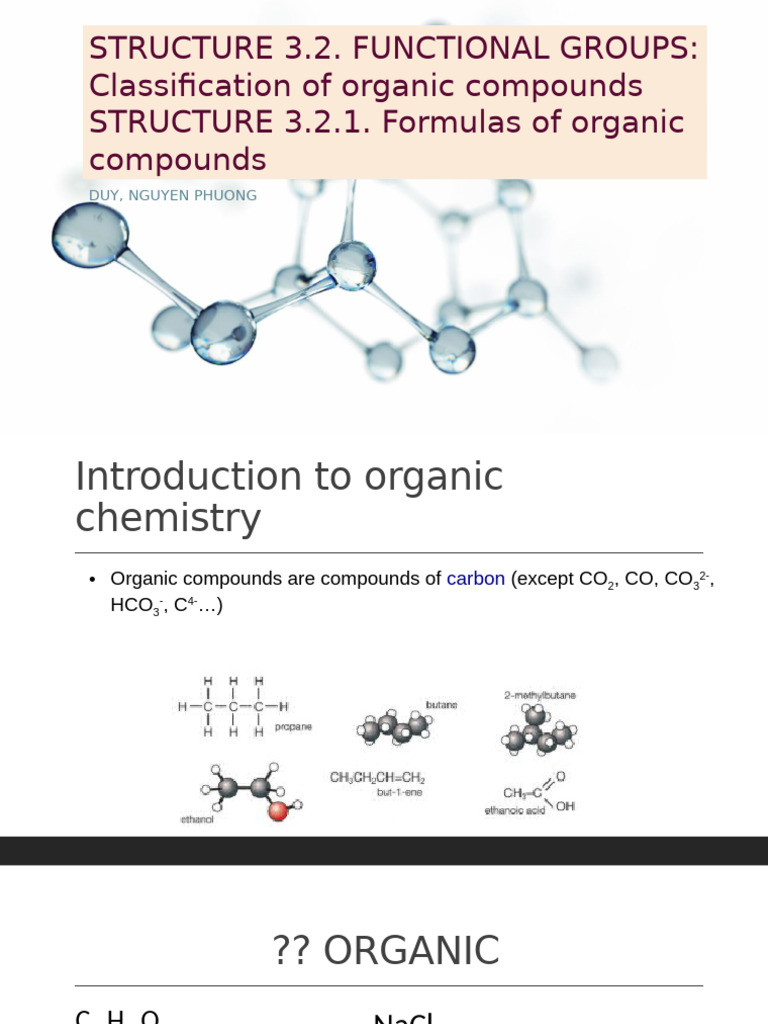STRUCTURE 3.2 Functional Groups | PDF | Functional Group | Molecules
