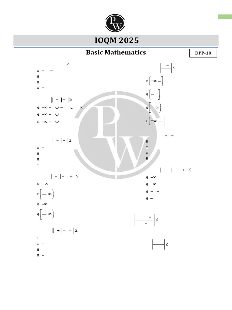 IOQM 2025: Basic Mathematics | PDF