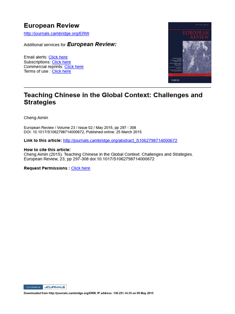 Aimin - 2015 - Teaching Chinese in the Global Context Challenges | PDF ...