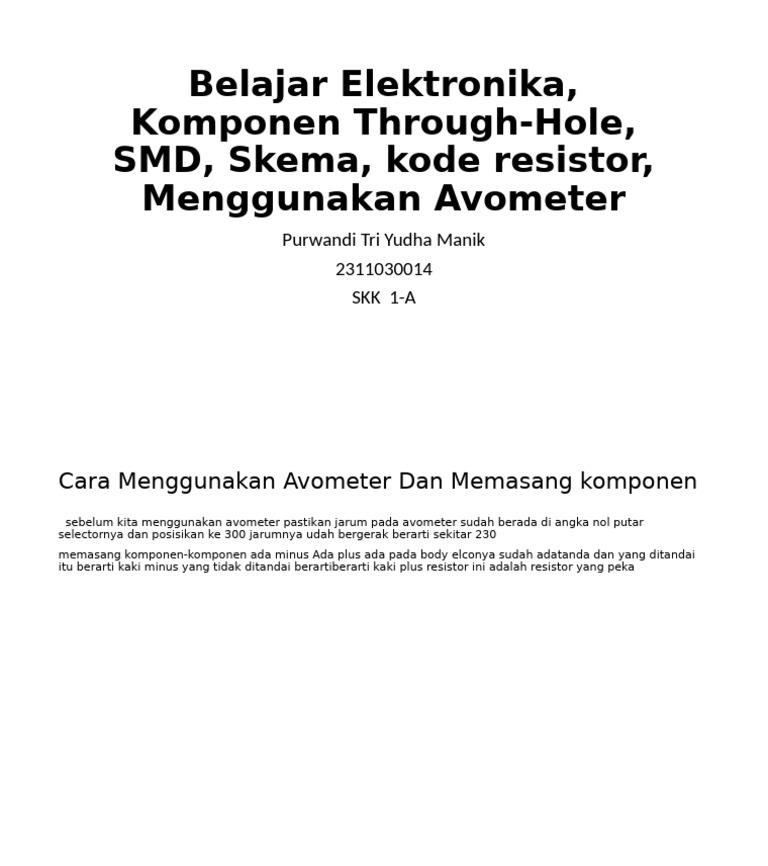 Belajar Elektronika, Komponen Through-Hole, SMD, | PDF